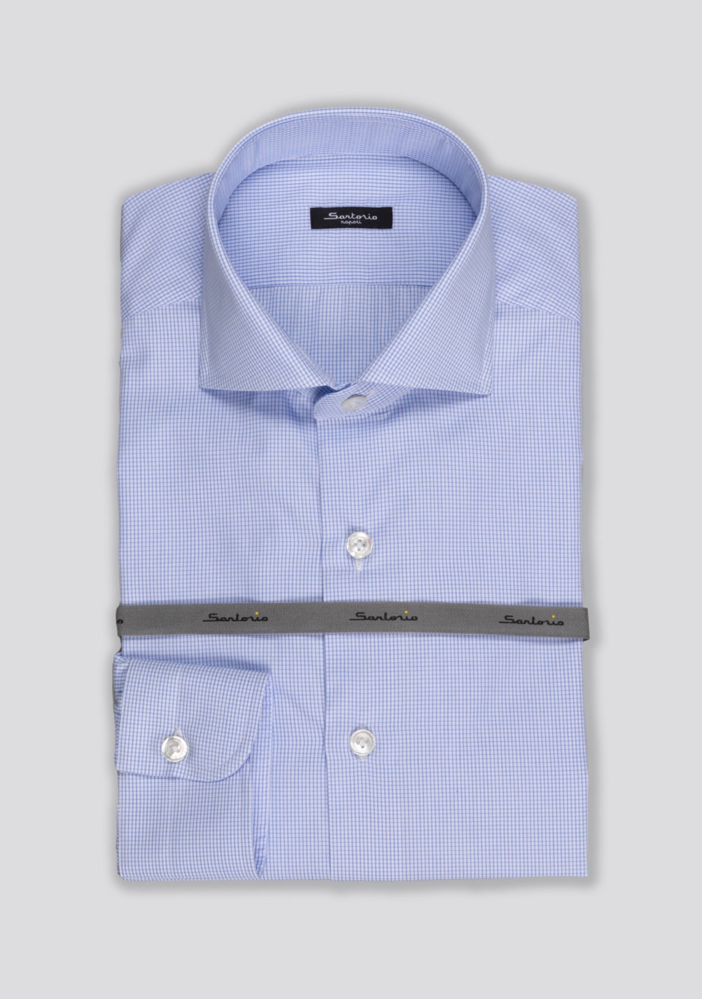 Office Blue Pied-de-Poule Cotton Shirt – Sartorio Napoli